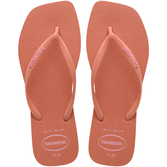 Chinelo Havaianas Slim Square Logo Pop-Up Rosa Clay (Par) | Rainha dos ...